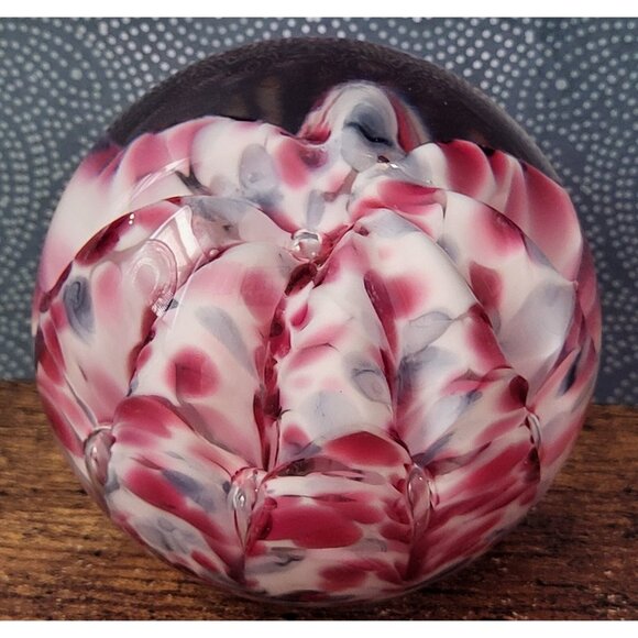 Joe Rice | Accents | Joe Rice Art Glass Paperweight 202 Pink White Blue ...
